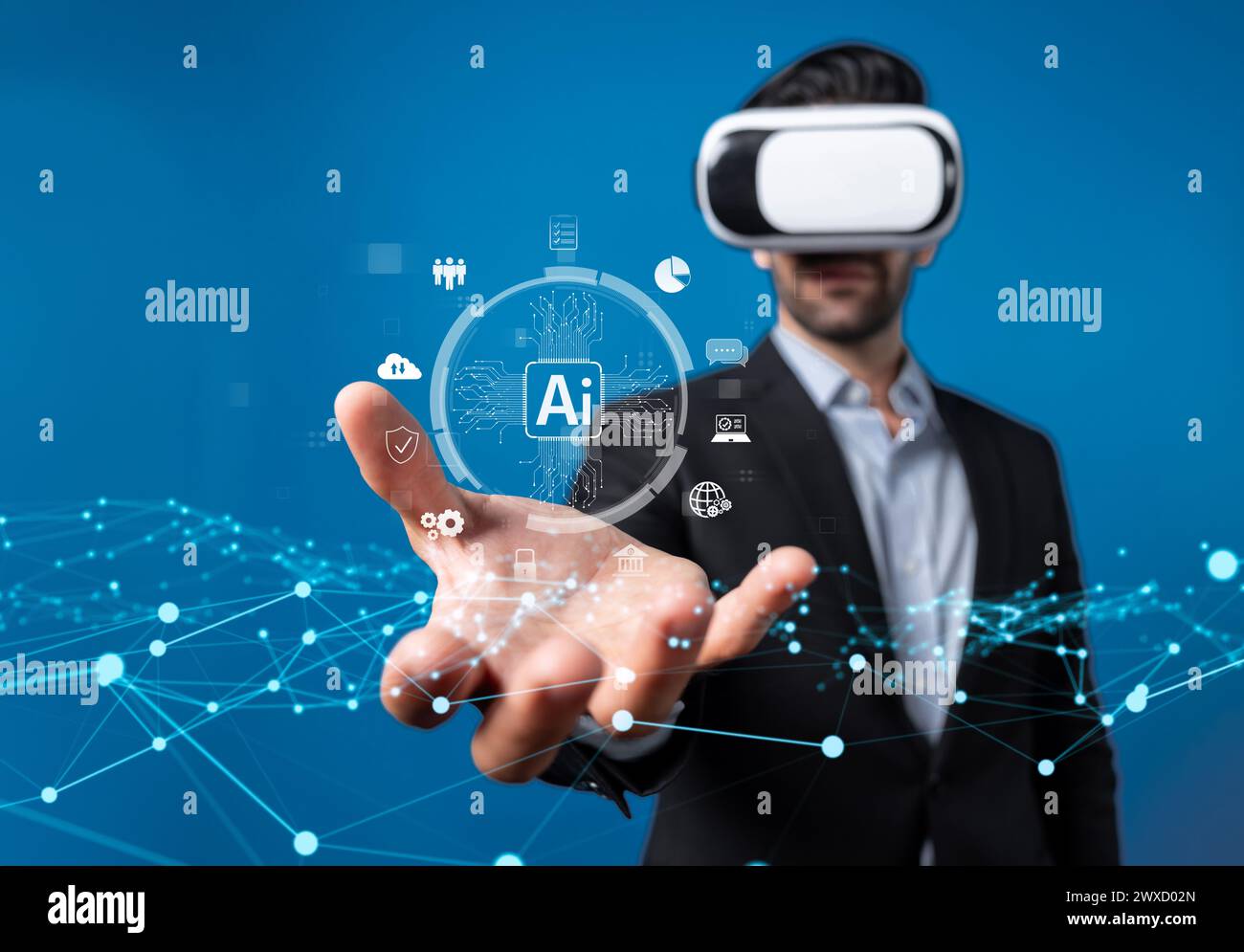 Human interact with AI artificial intelligence brain processor in ... Human interact with AI artificial intelligence brain processor in ...