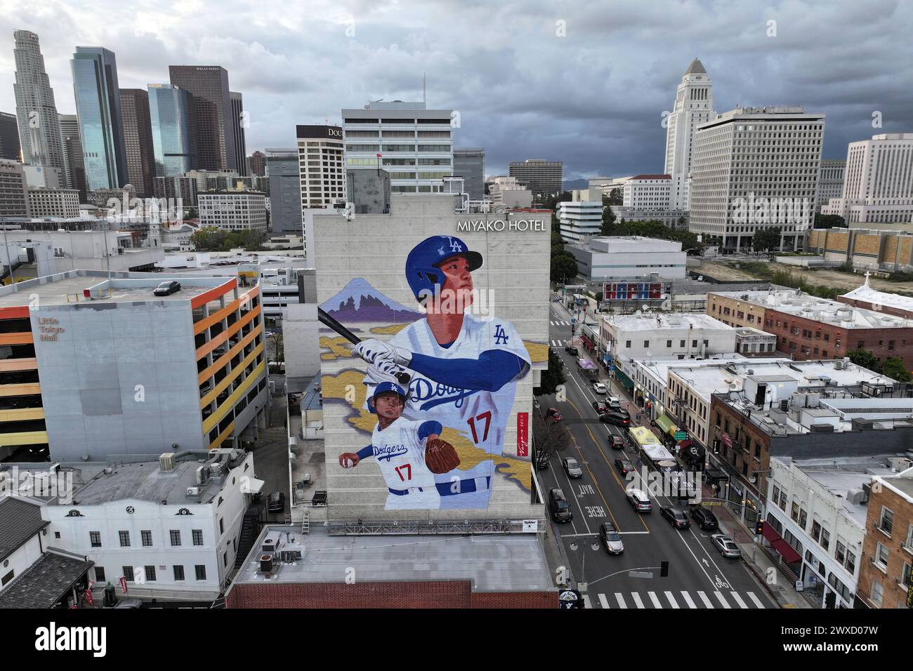 A general overall aerial view of mural of Los Angeles Dodgers ...