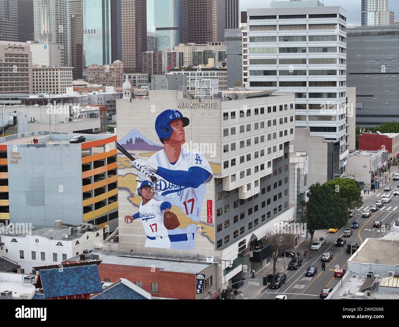 A general overall aerial view of mural of Los Angeles Dodgers ...