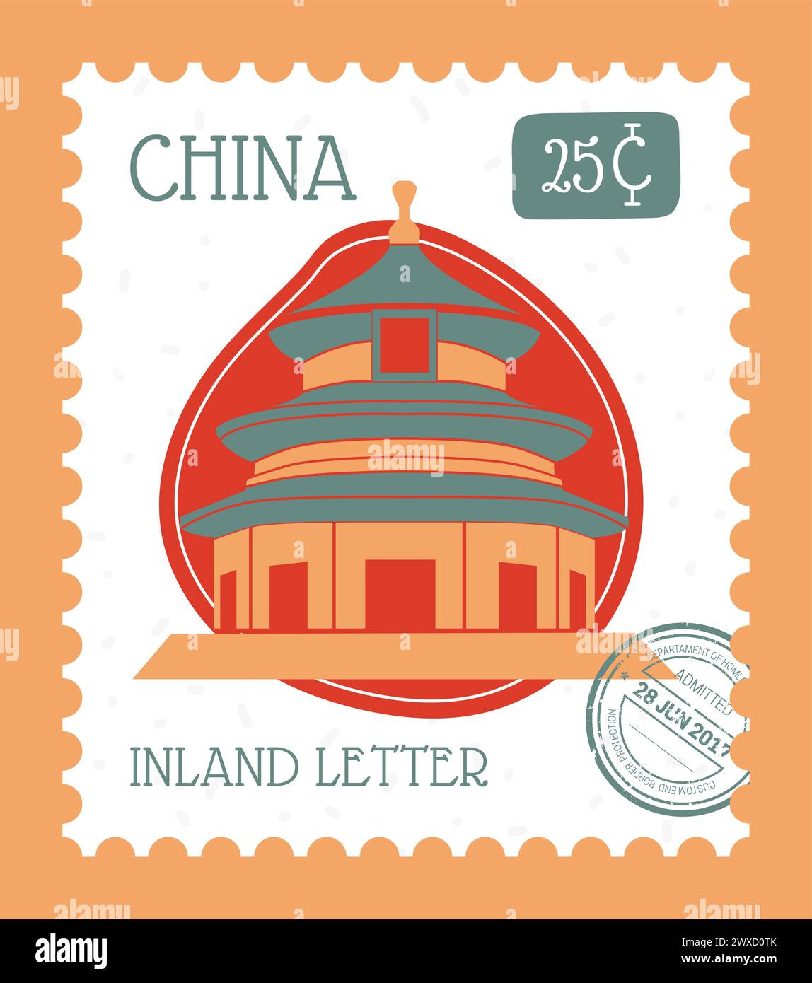 China inland letter, postal mark with price vector Stock Vector Image ...