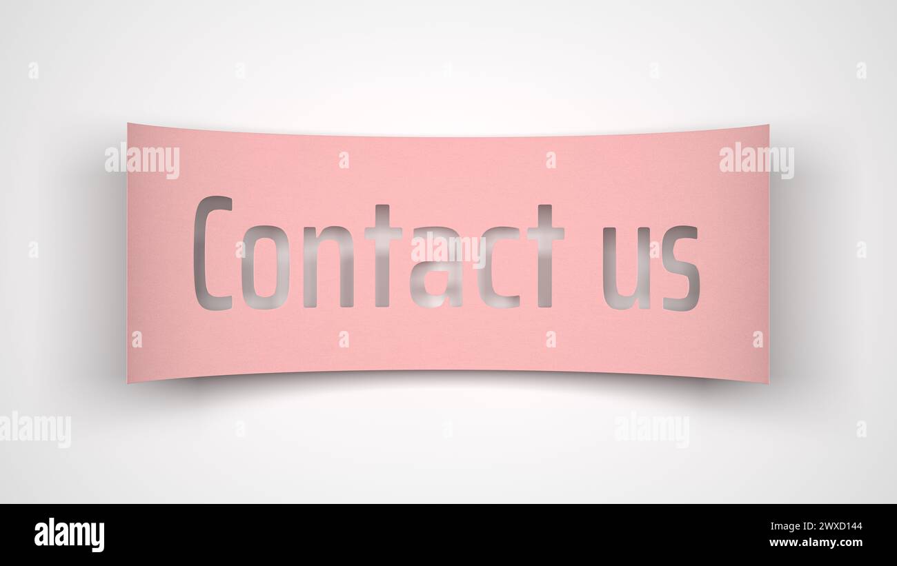 Paper note contact us on a white background. 3d illustration Stock ...