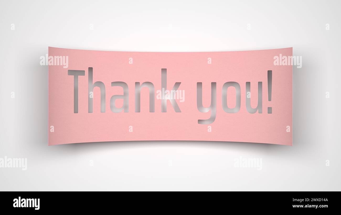 Paper note thank you on a white background. 3d illustration Stock Photo ...