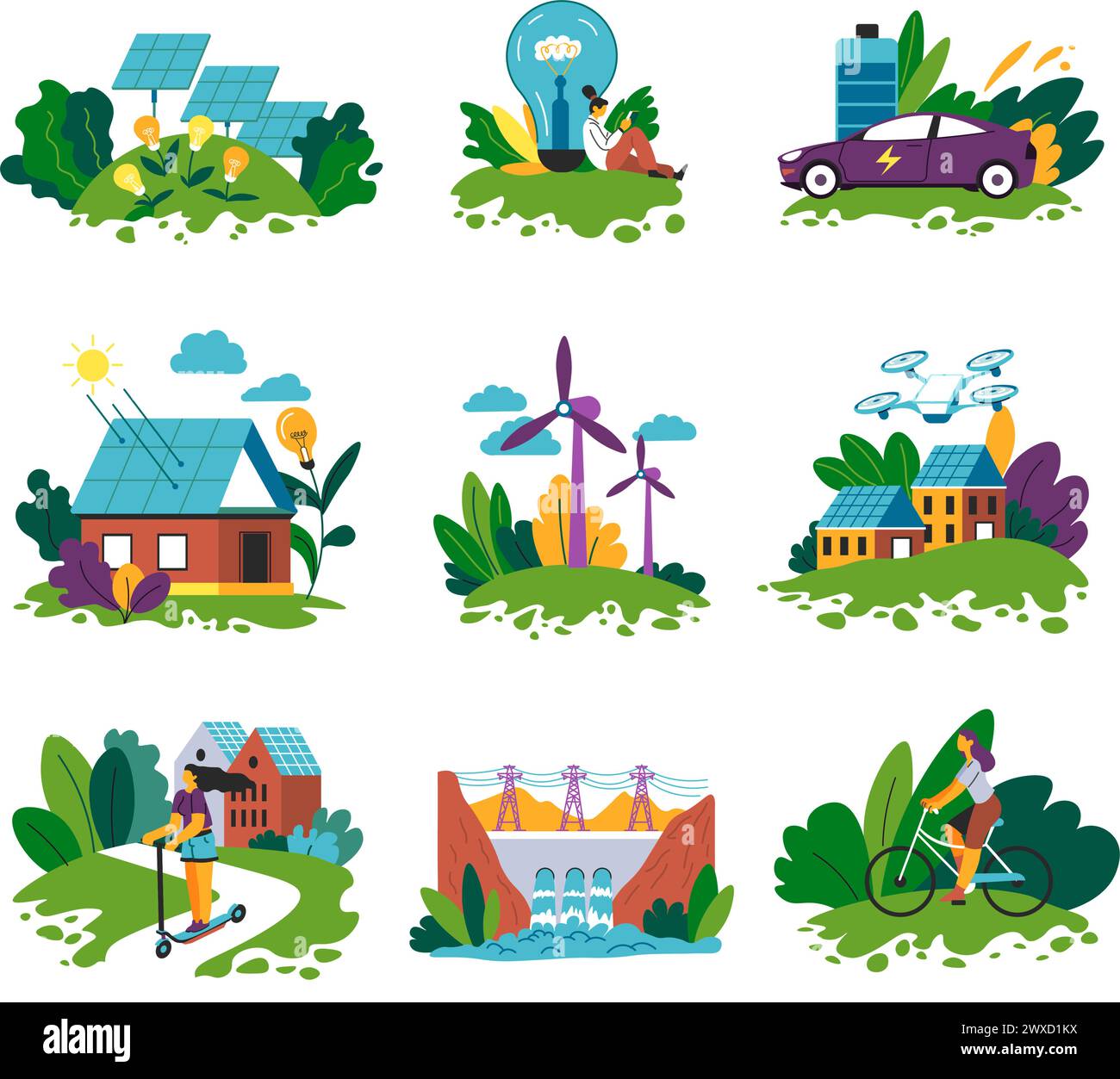 Ecologically friendly alternative means of energy Stock Vector Image ...