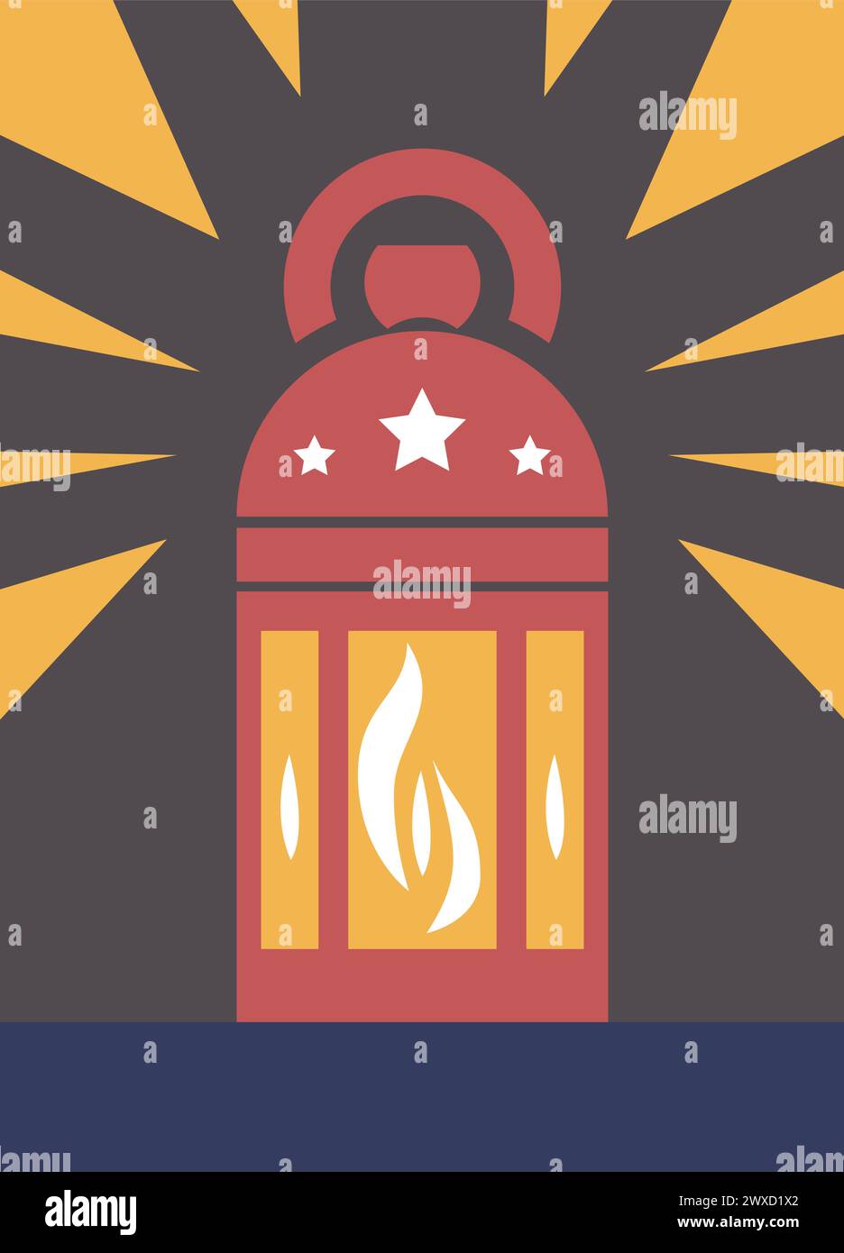 Lantern with lights and flames, xmas symbol vector Stock Vector Image ...