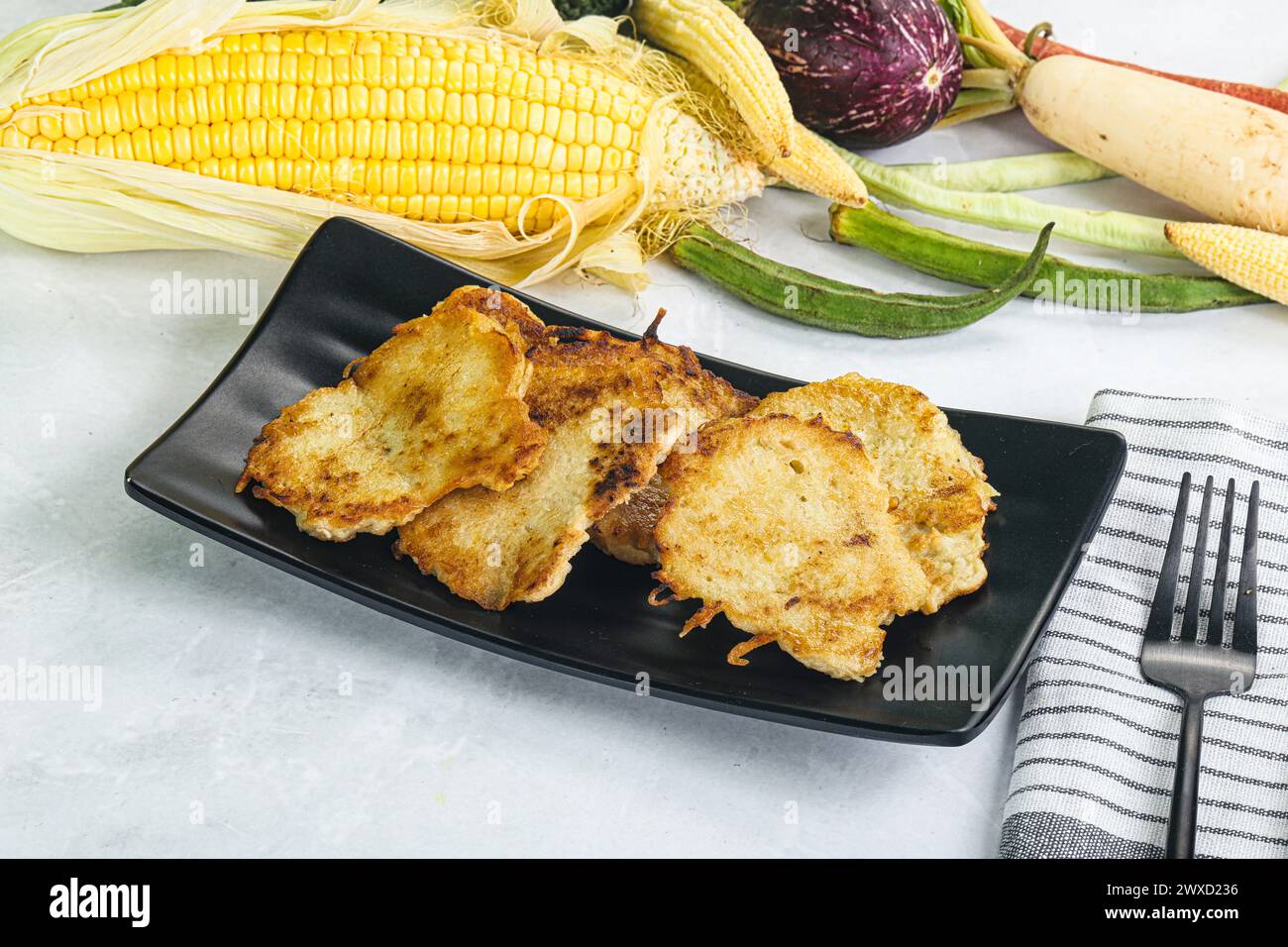 Tasty golden potato hash brown snack Stock Photo - Alamy