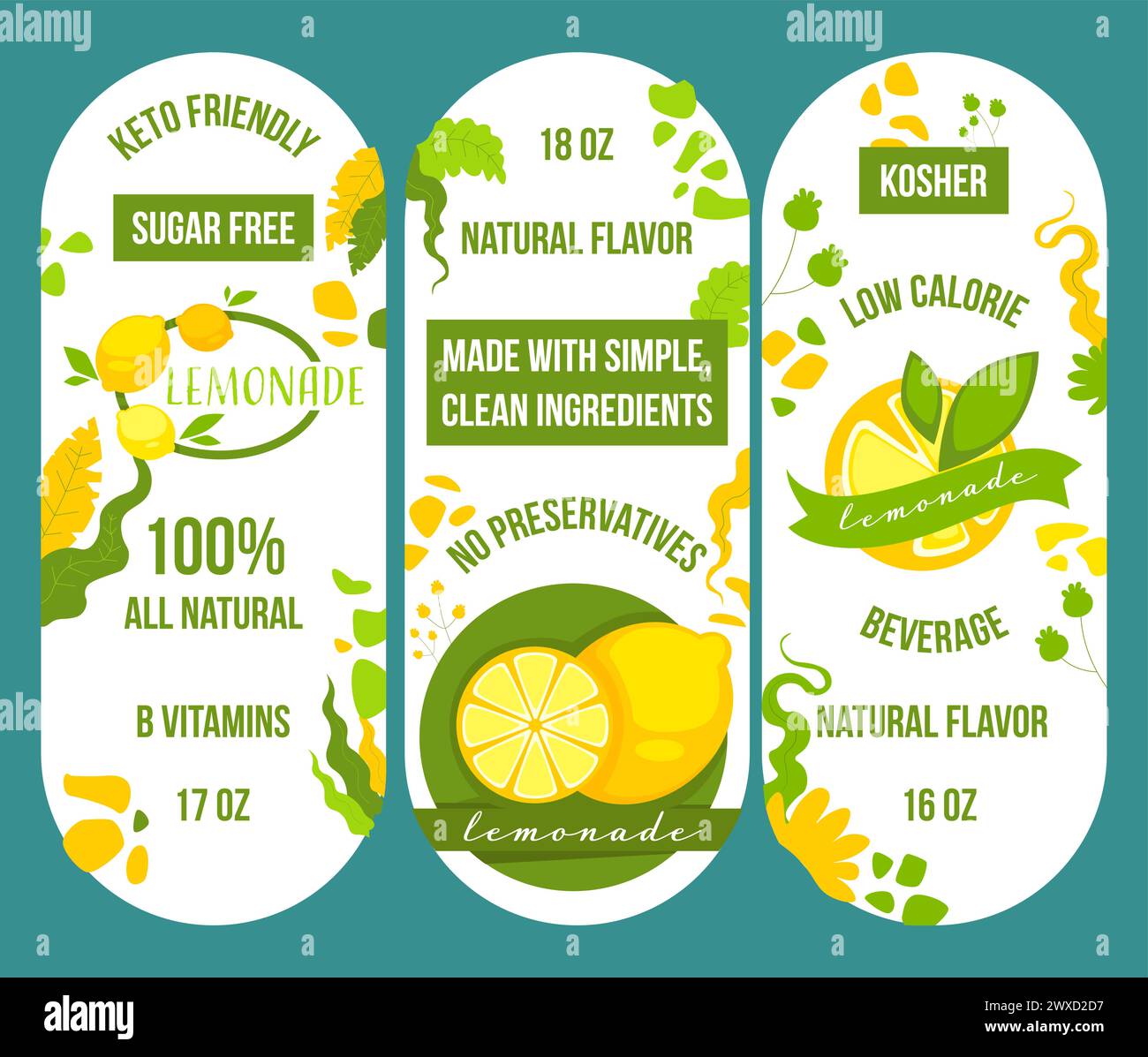 Sugar free and natural lemonade, emblem label Stock Vector Image & Art ...
