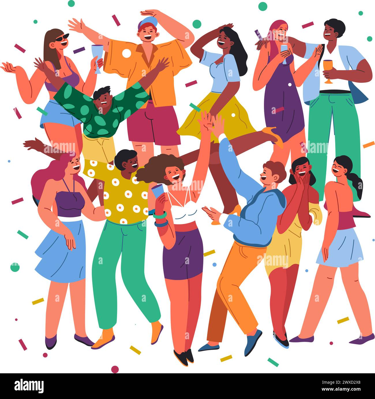 People partying and having fun, youth at disco Stock Vector Image & Art ...
