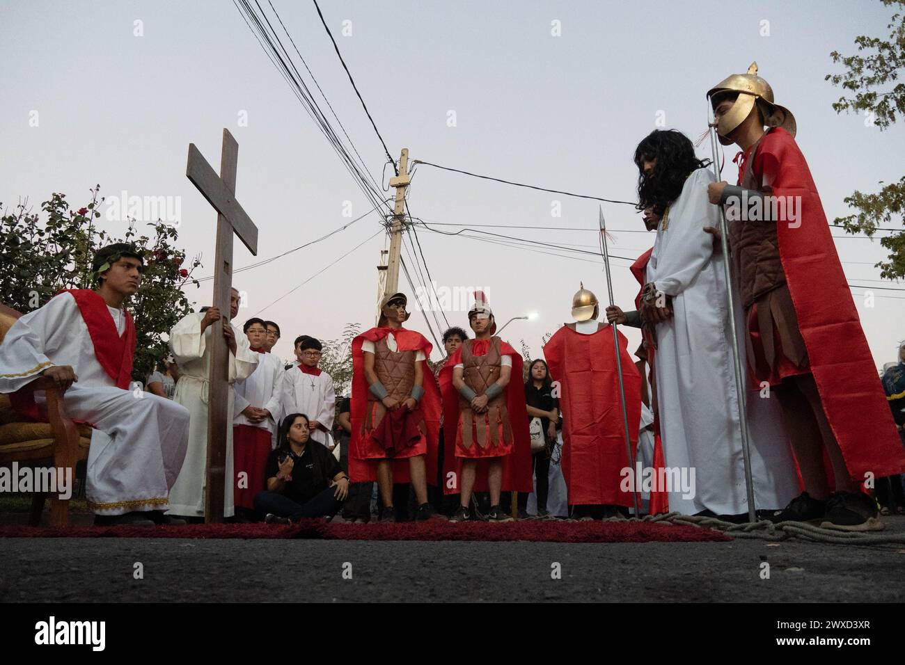 Santiago, Metropolitana, Chile. 29th Mar, 2024. Christians reenact the ...