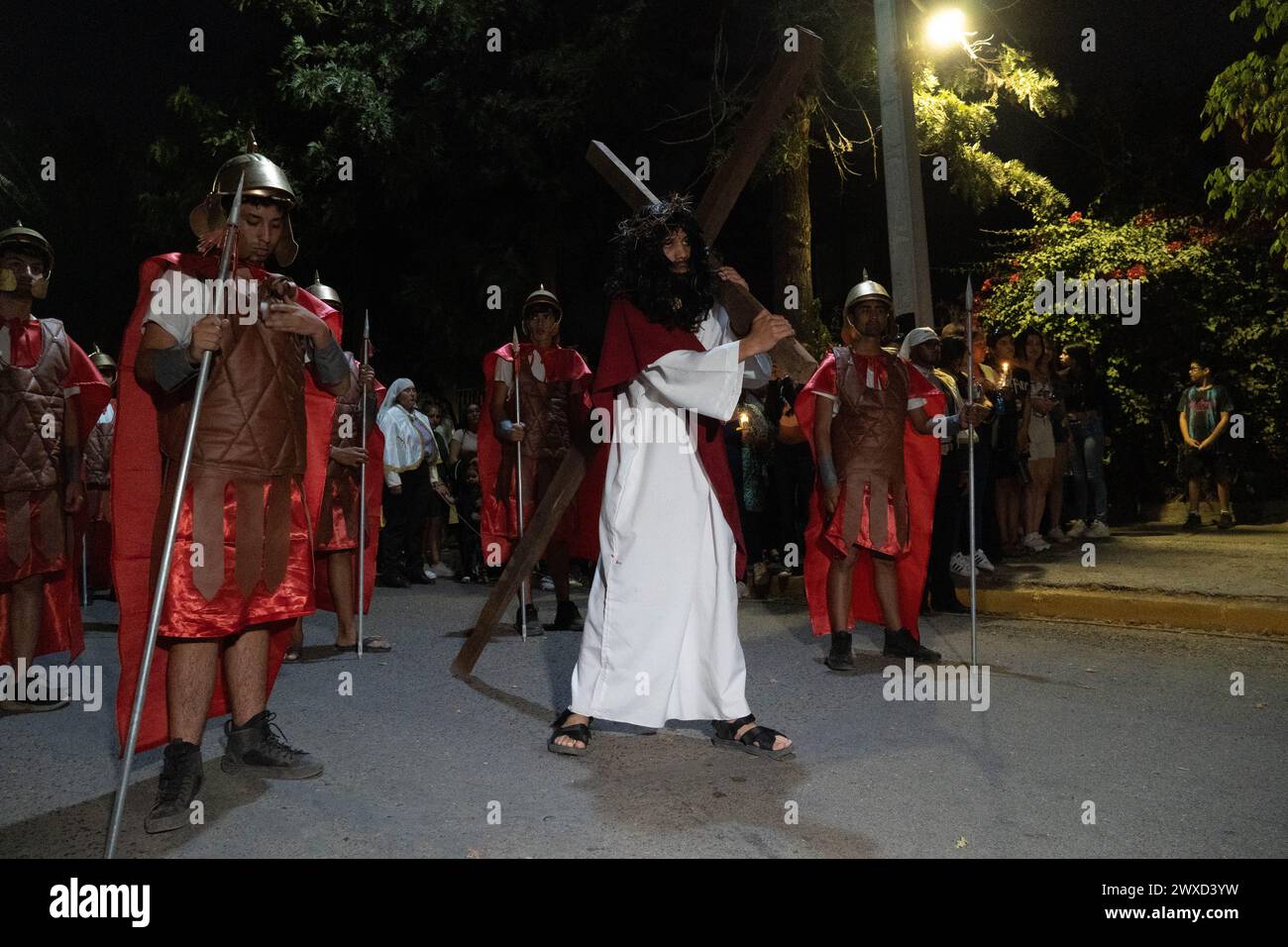 Santiago, Metropolitana, Chile. 29th Mar, 2024. Christians reenact the ...