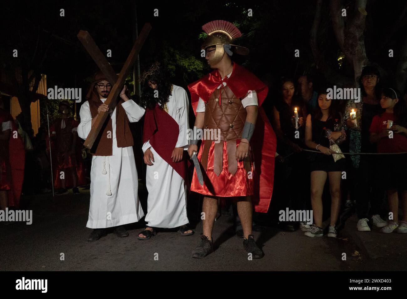 Santiago, Metropolitana, Chile. 29th Mar, 2024. Christians reenact the ...