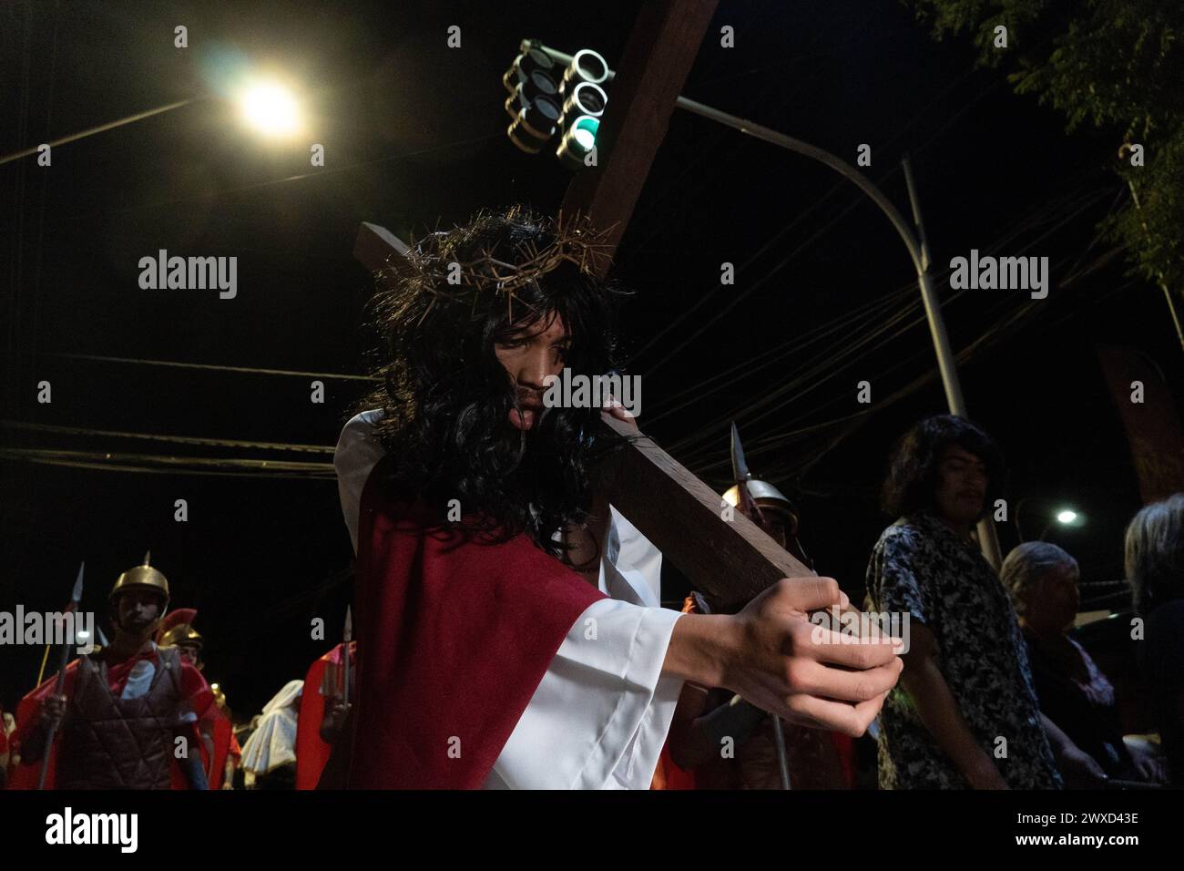 Santiago, Metropolitana, Chile. 29th Mar, 2024. Christians reenact the ...