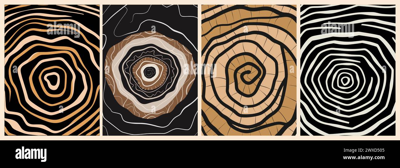 Set of modern abstract tree rings backgrounds Stock Vector Image & Art ...
