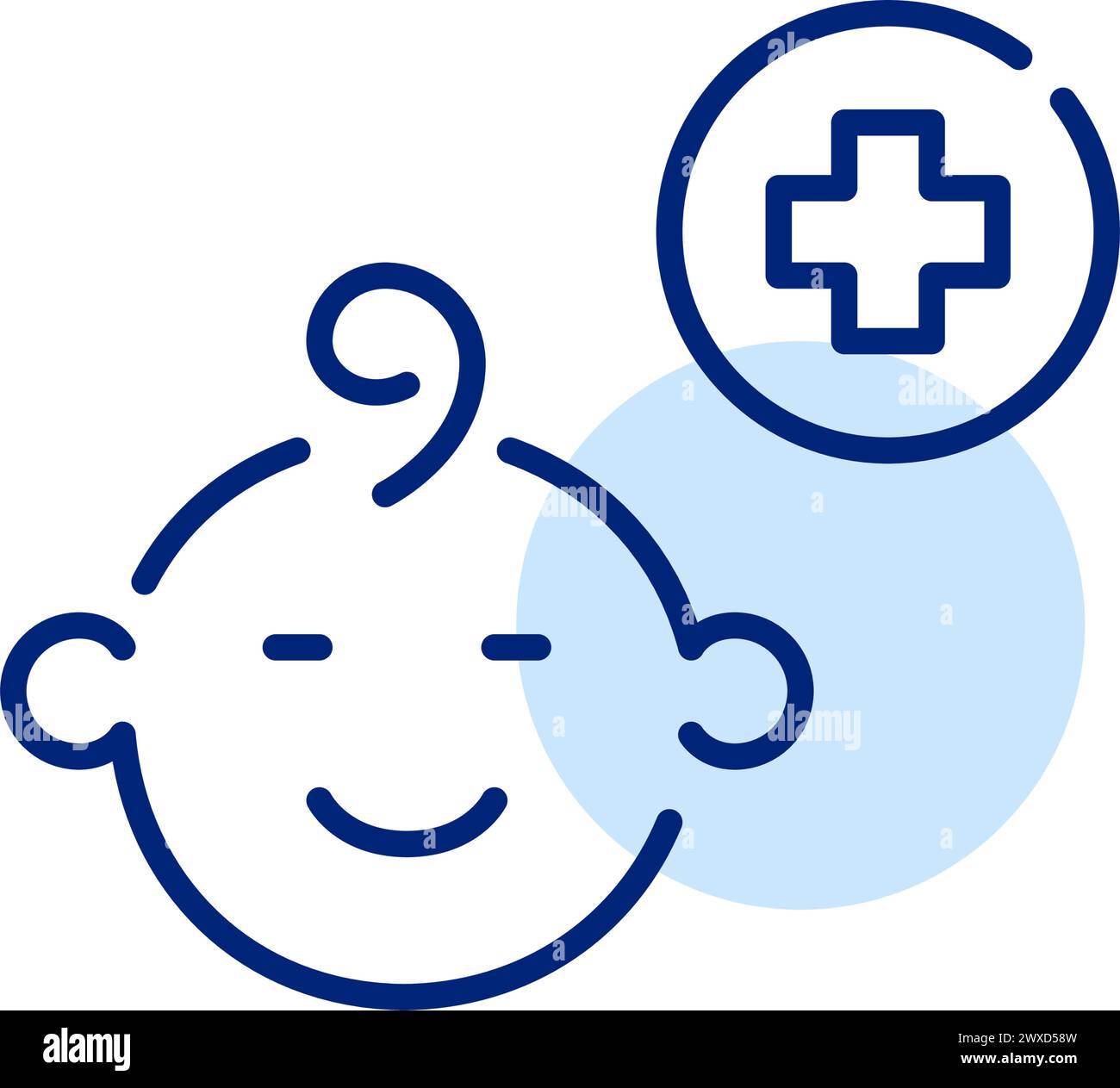 Baby face and medical cross. Pediatric healthcare, childcare service ...