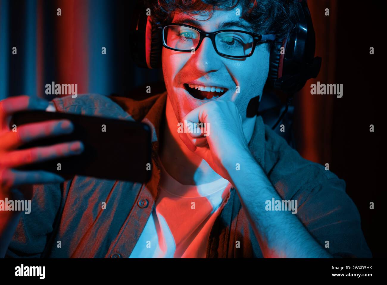 Young gaming streamer team getting winner players with Esport online on ...