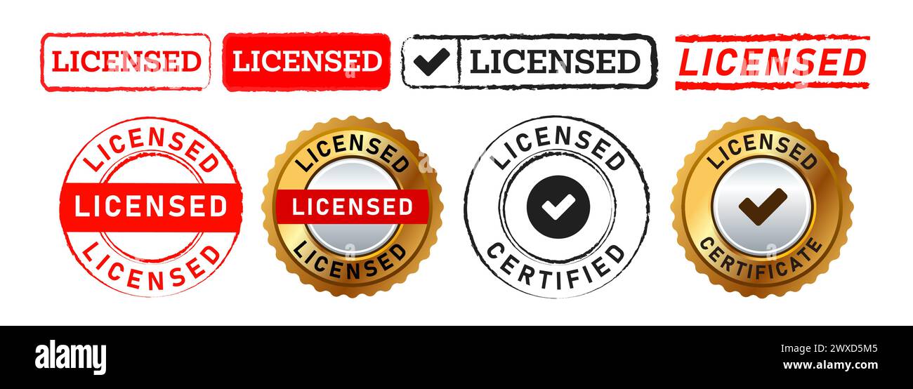 licensed stamp and seal badge label sticker sign for certified business ...
