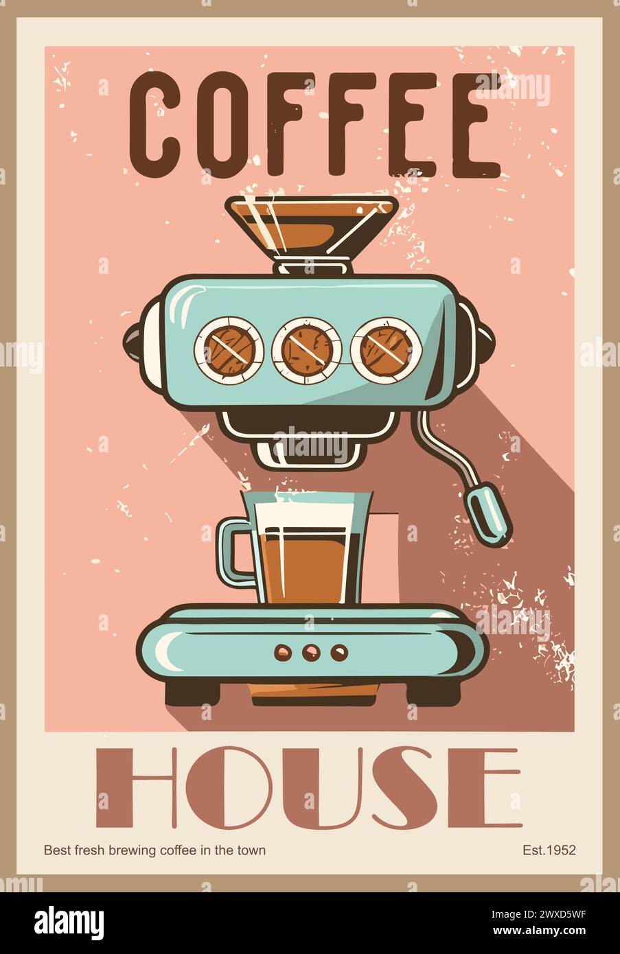 Coffee House Retro poster with Coffee machine Stock Vector Image & Art ...
