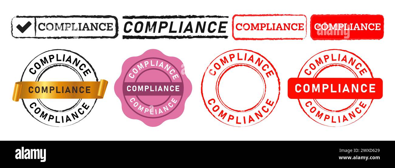 compliance rectangle circle stamp seal badge label sticker sign for ...