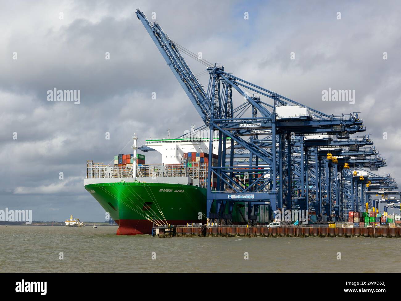 Ever Aria container ship at quayside, Port of Felixstowe, Suffolk ...