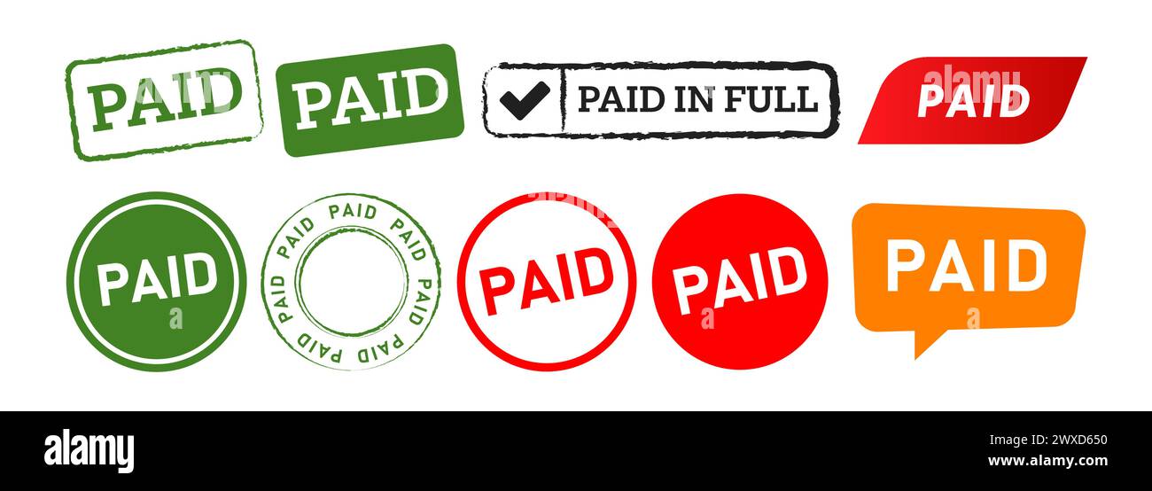 paid rectangle circle stamp and speech bubble label sticker sign ...