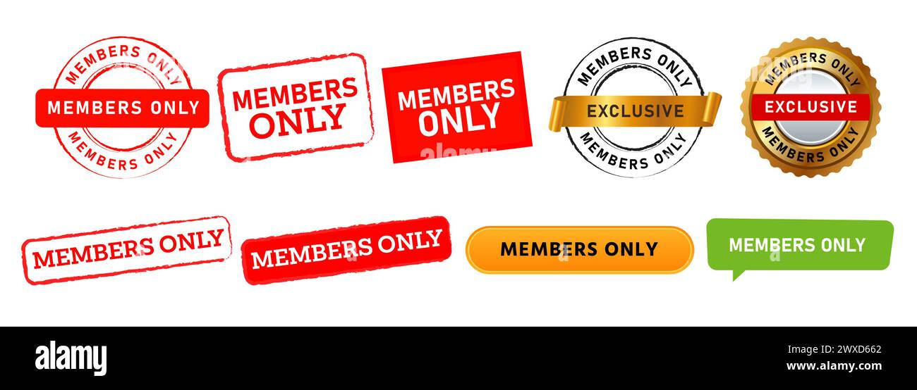 members only stamp seal badge and speech bubble label sign access ...