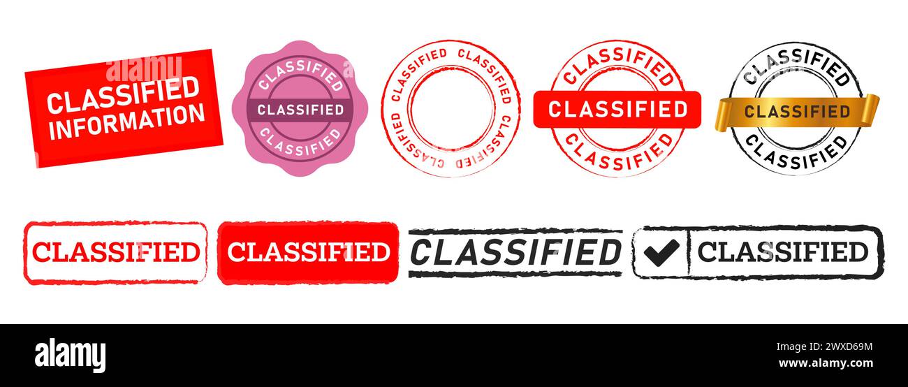 classified stamp and seal badge label sticker sign for secret privacy ...