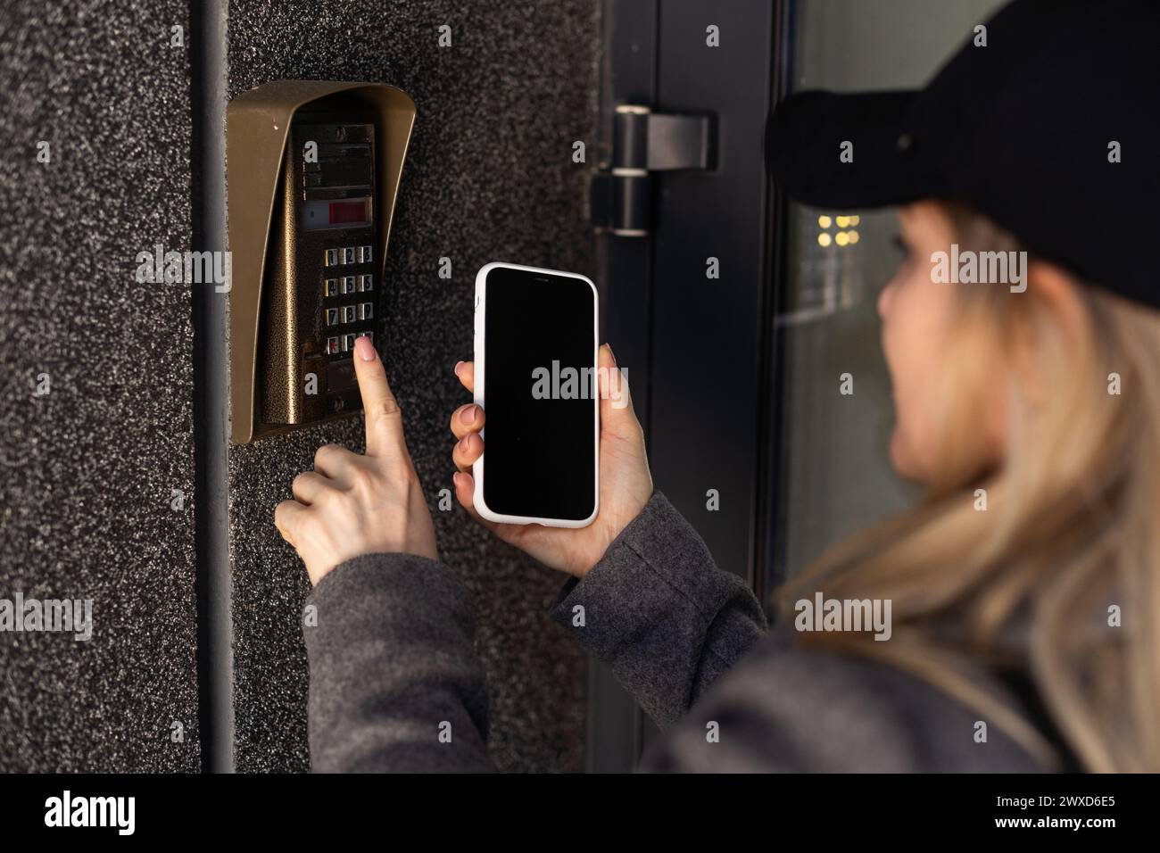 nfc's mobile phone use for open safety door Stock Photo - Alamy