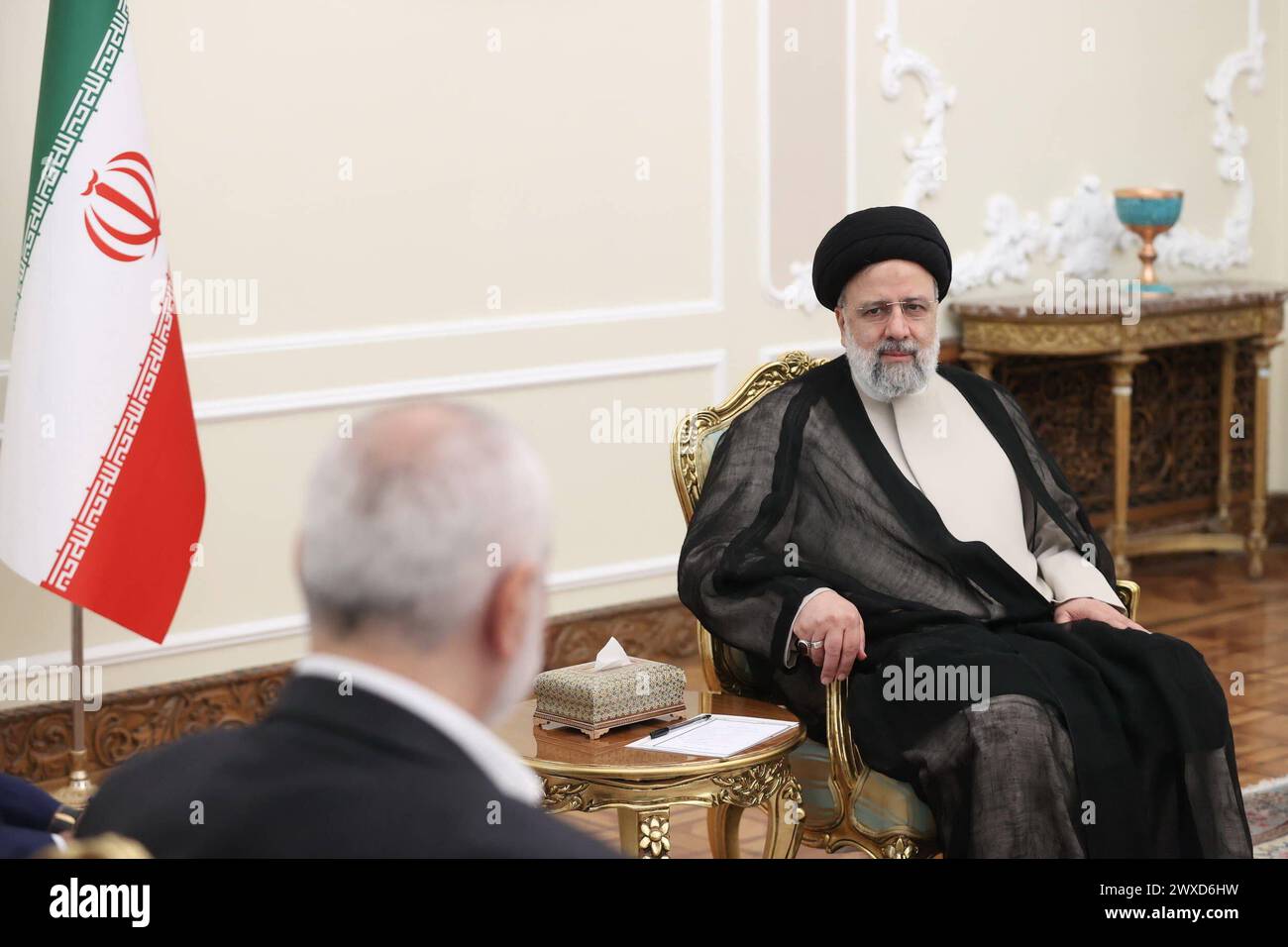 Iranian president Ebrahim Raisi meet with Ismail Haniyeh, the Doha ...