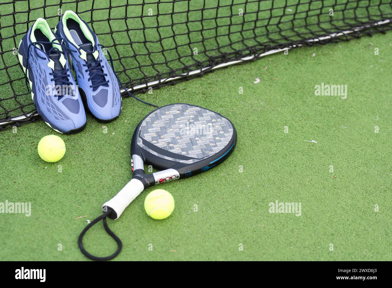 Paddle tennis objects and court Stock Photo - Alamy