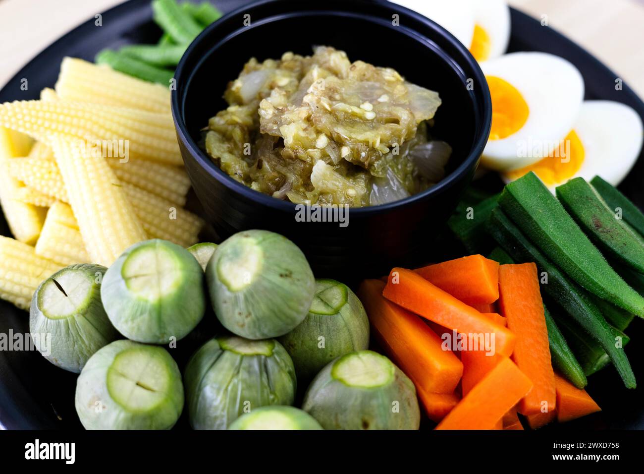 Chili paste made from fish and boiled vegetables. Authentic Traditional ...