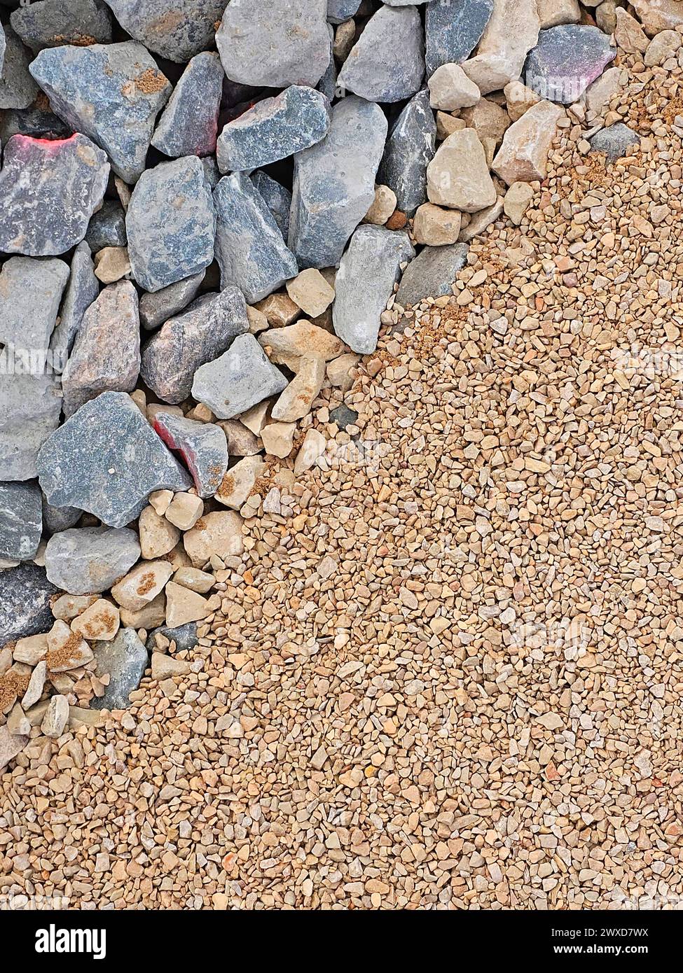 dolomite and granite crushed stone on the construction site Stock Photo ...