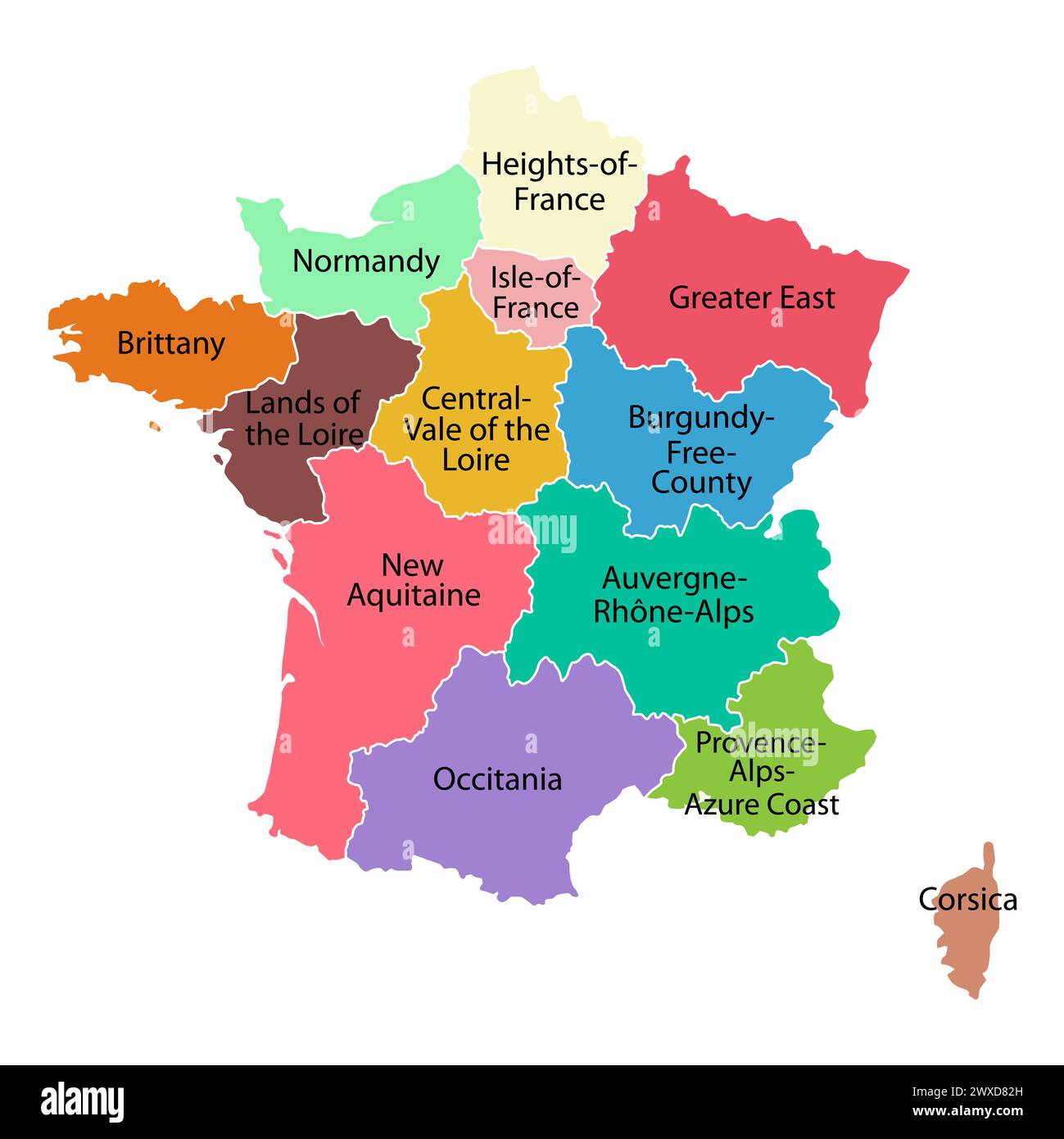 France regions map symbol shape, travel web flat concept icon symbol ...