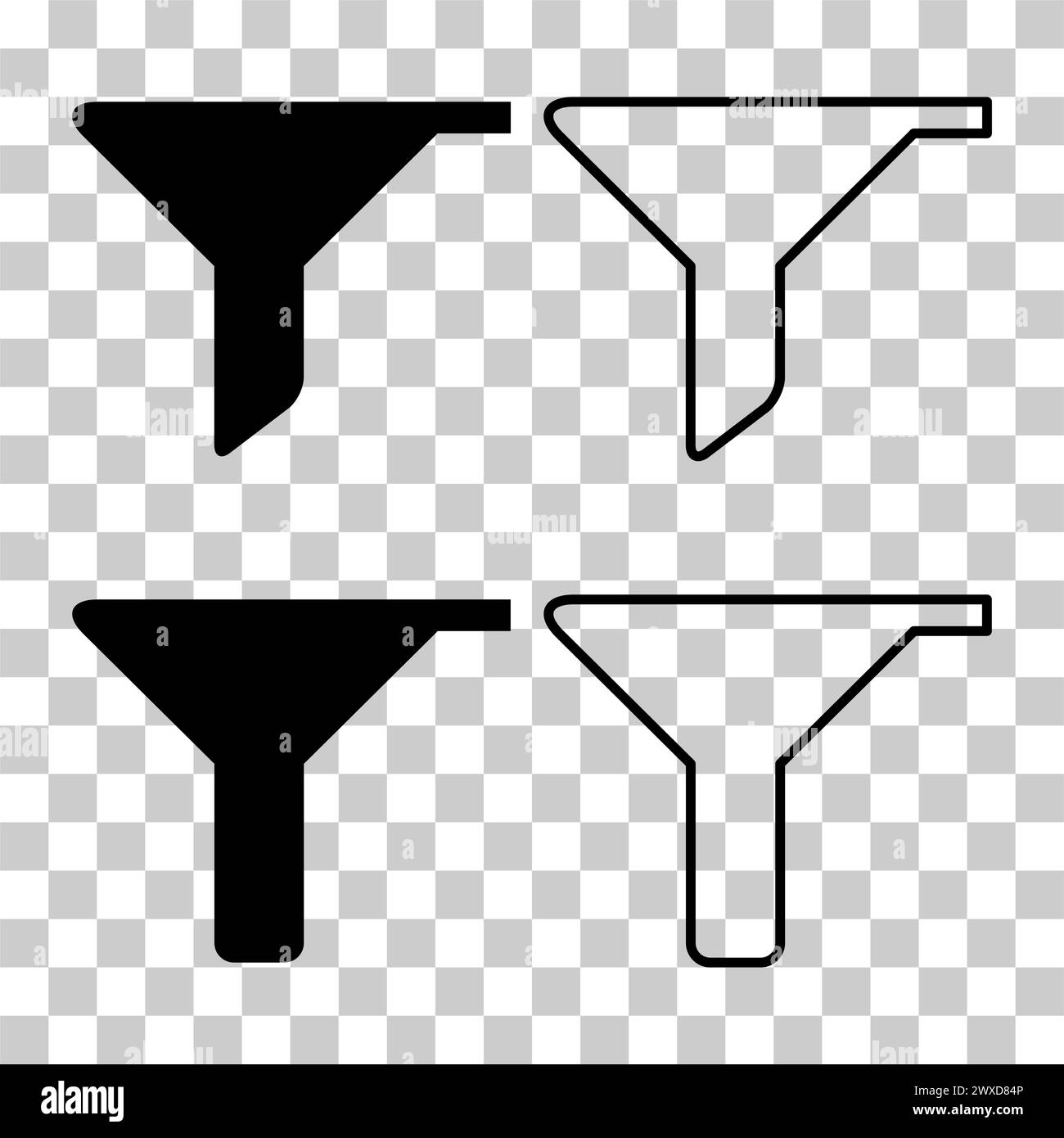 Set of filter button web shape icon, filtering symbol, funnel sign ...