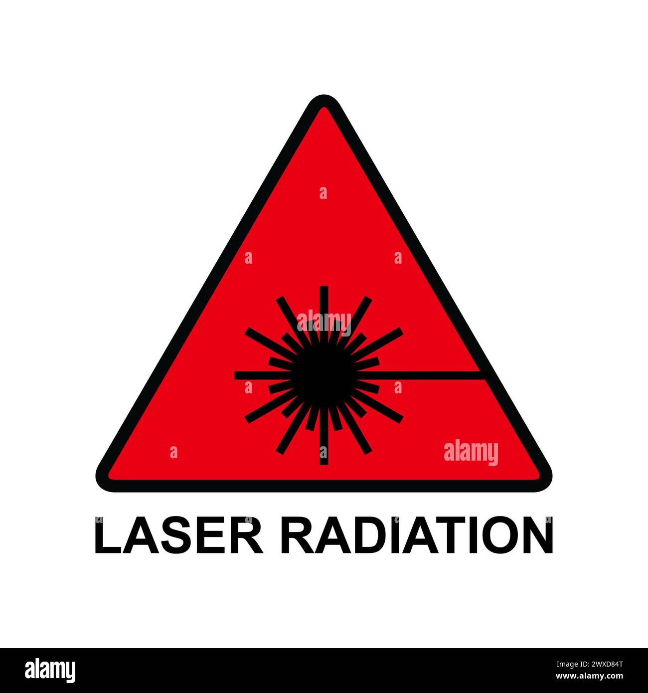 Laser radiation danger label icon, safety protection information symbol ...