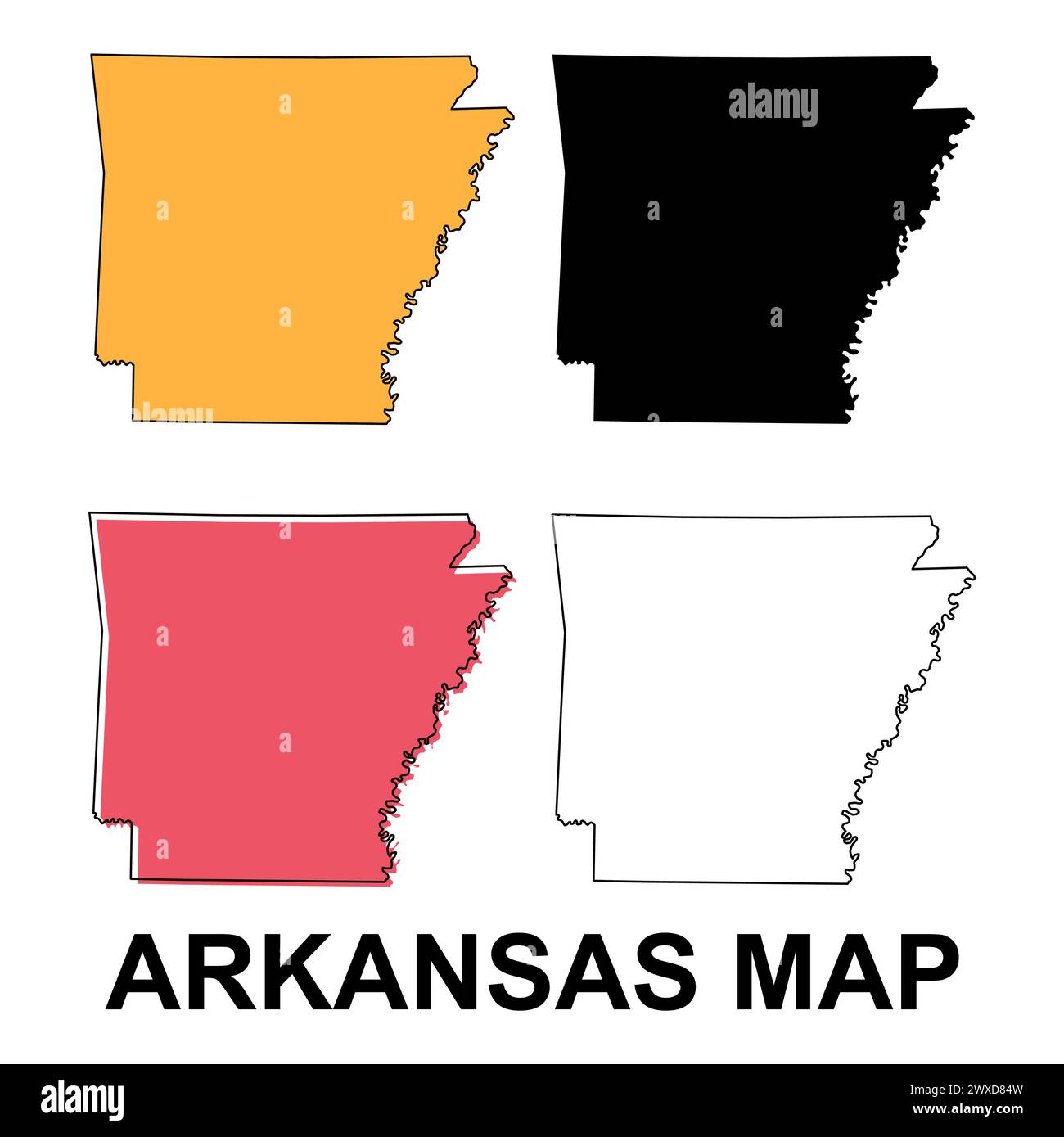 Set of Arkansas map, united states of america. Flat concept icon symbol ...