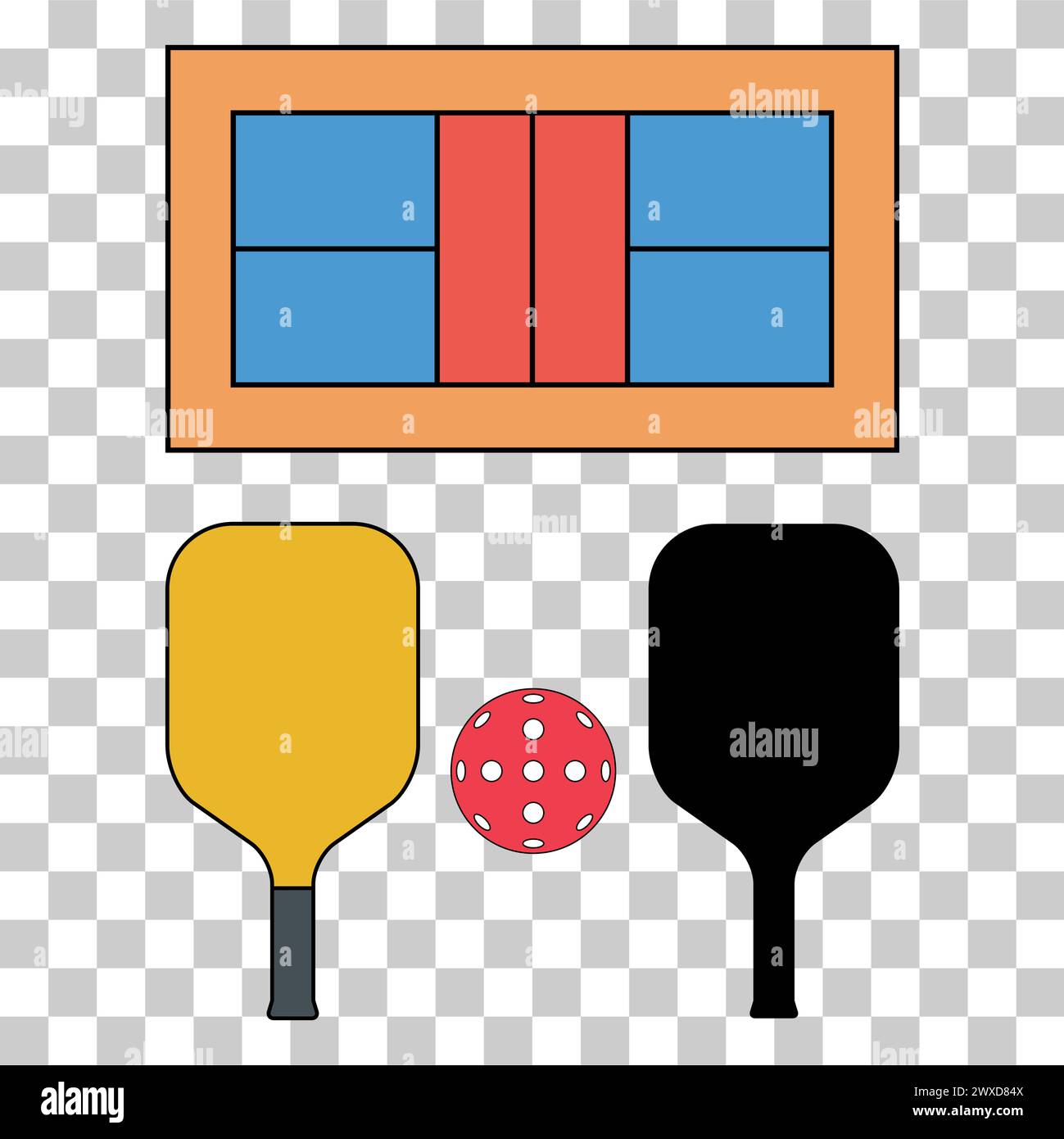 Set of Pickleball racket sport, indoor paddle icon, web flat symbol ...