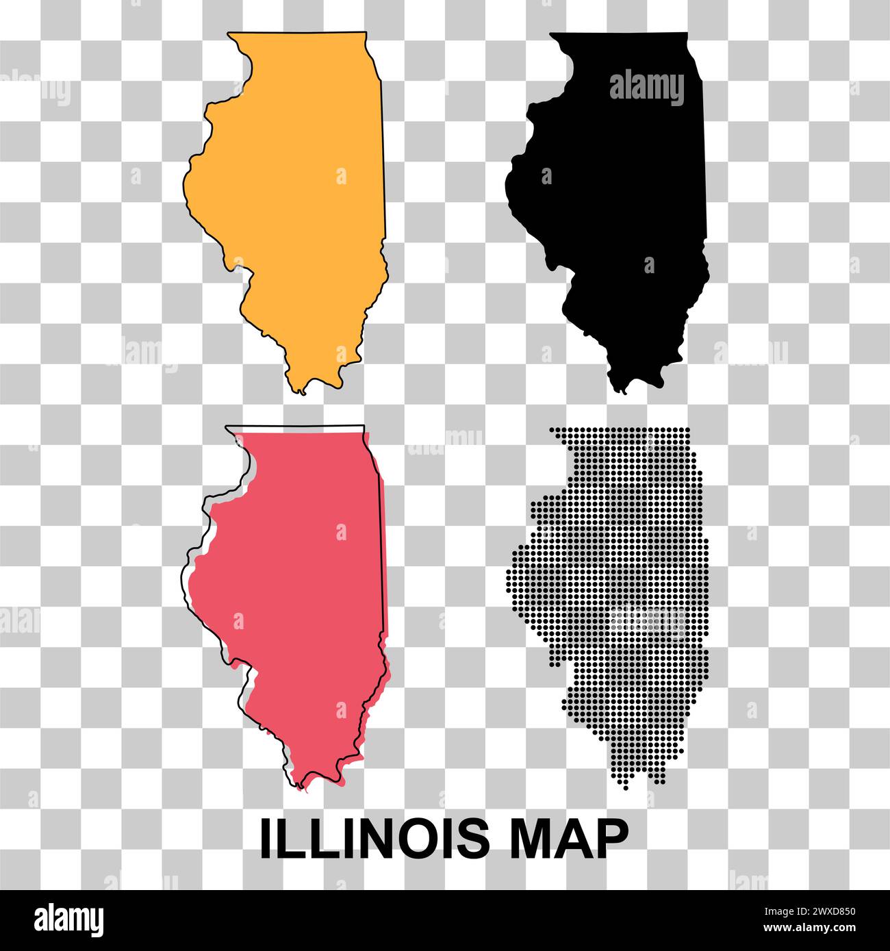 Set of Illinois map, united states of america. Flat concept icon vector ...