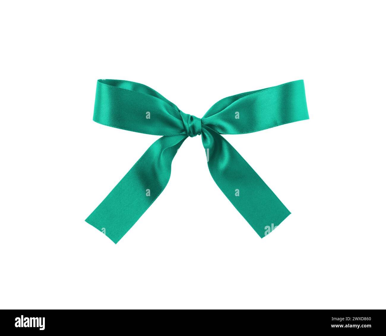 Satin ribbon bow azure color isolated on white background, element ...
