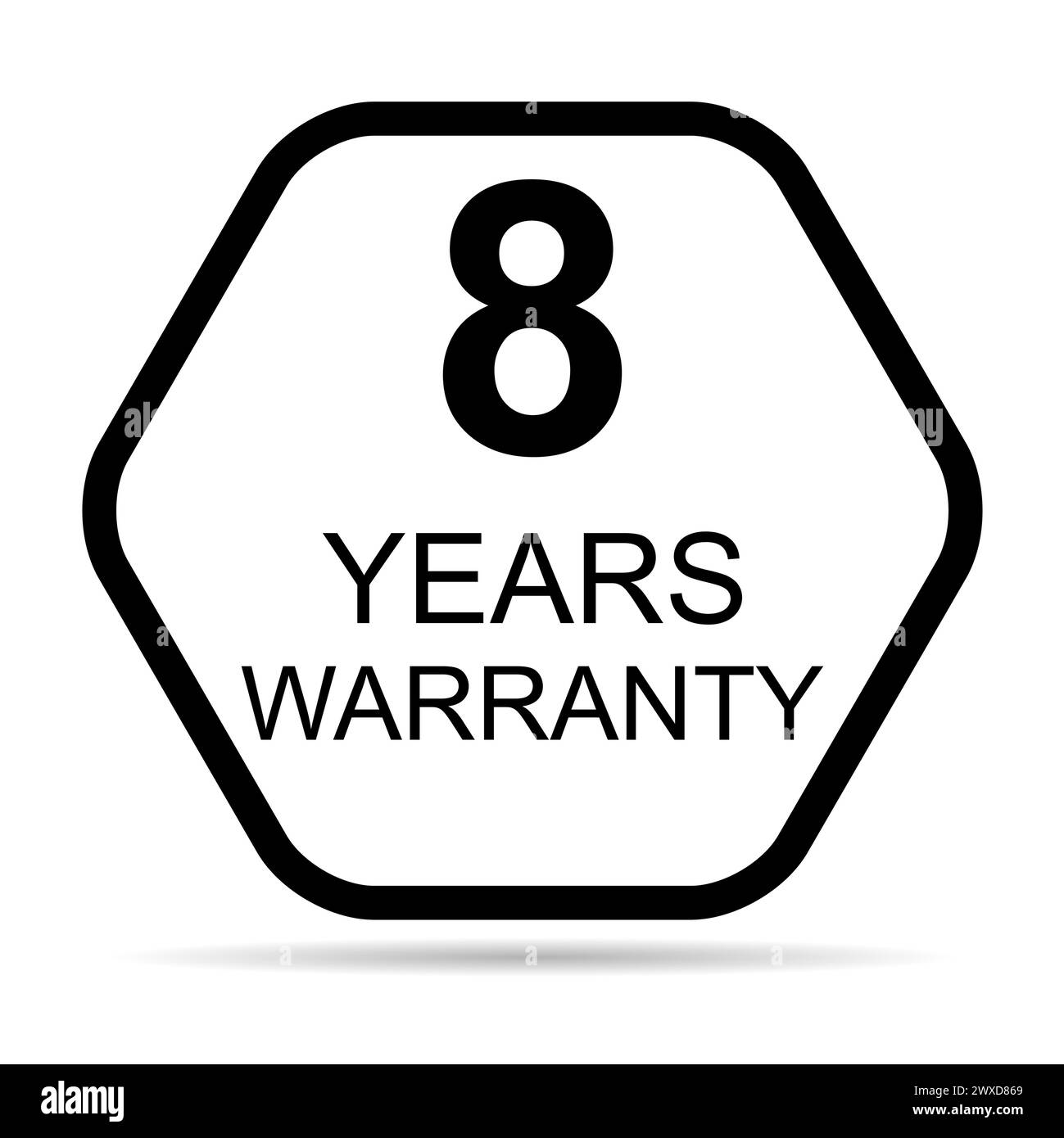 Eight years warranty shadow icon, badge seal guarantee certificate ...