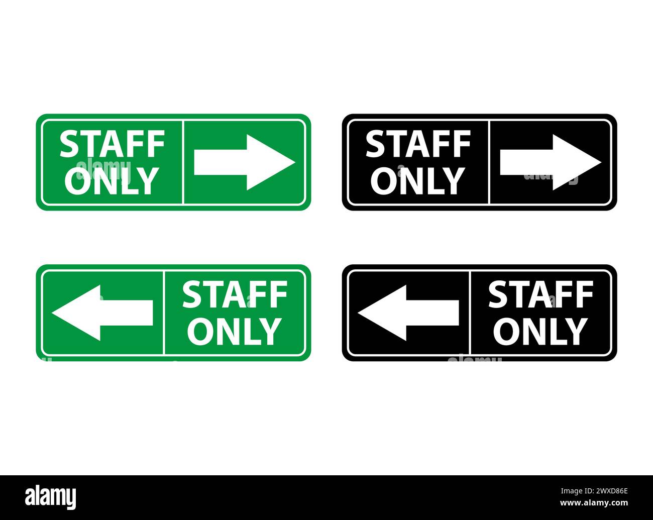 Set of Only staff icon, danger zone symbol, safety entry person sign ...