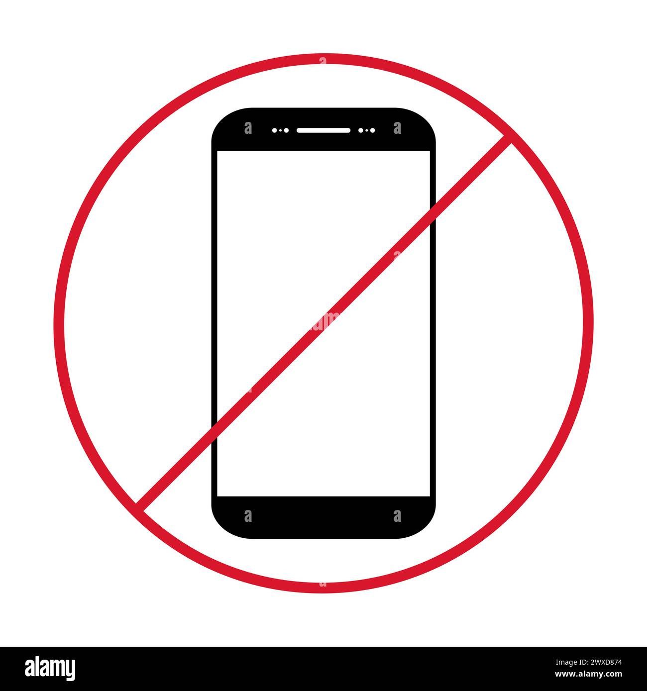 Mobile forbidden icon, no use phone sign, ban smartphone label vector ...
