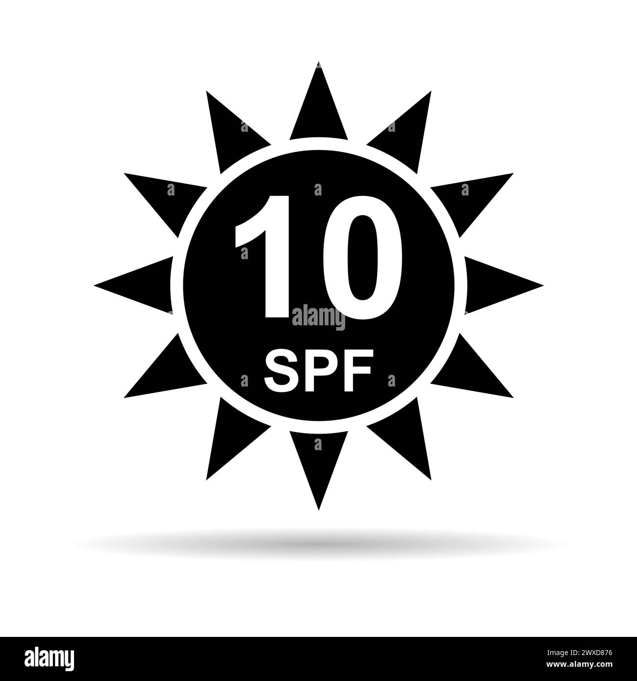 Sun protection factor 10 icon shadow, uv radiation block symbol, sun ...