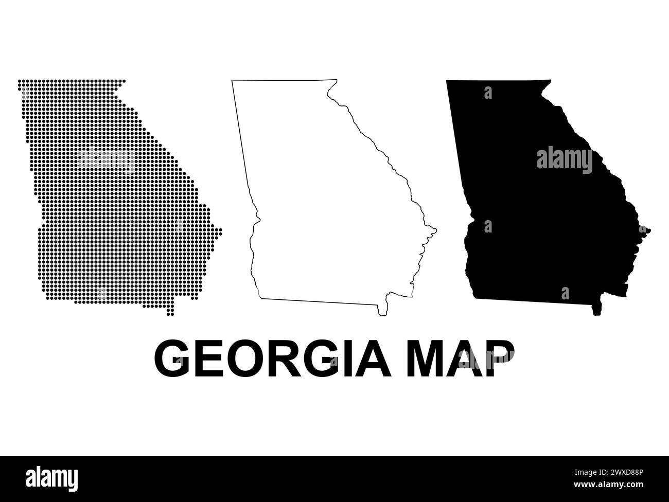 Georgia usa map vector vectors Black and White Stock Photos & Images ...