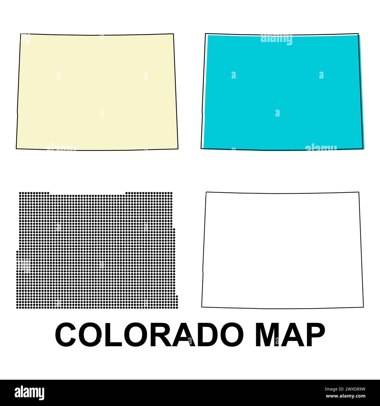 Set of Colorado map, united states of america. Flat concept icon symbol ...