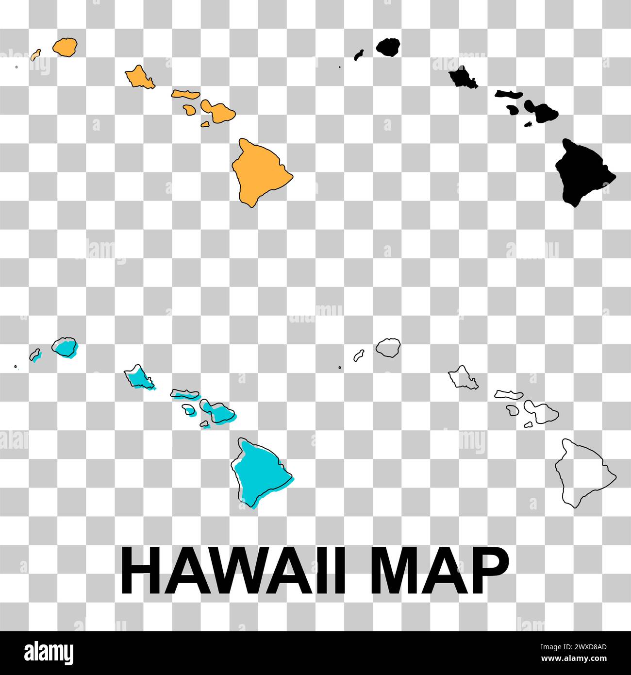 Set of Hawaii map, united states of america. Flat concept icon symbol ...