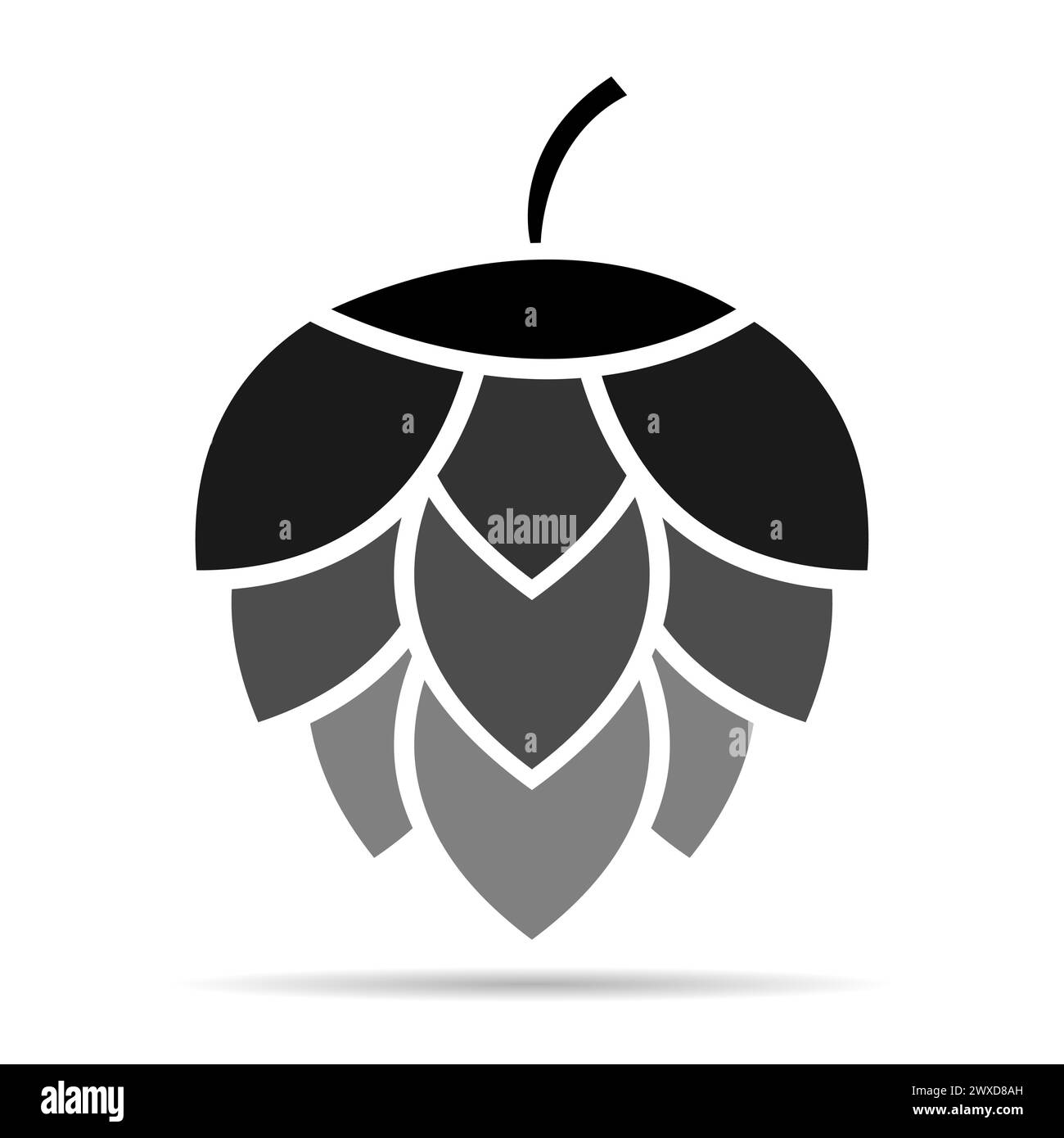Hop icon beer shadow cone leaf sign,pub herb design, nature seed vector ...