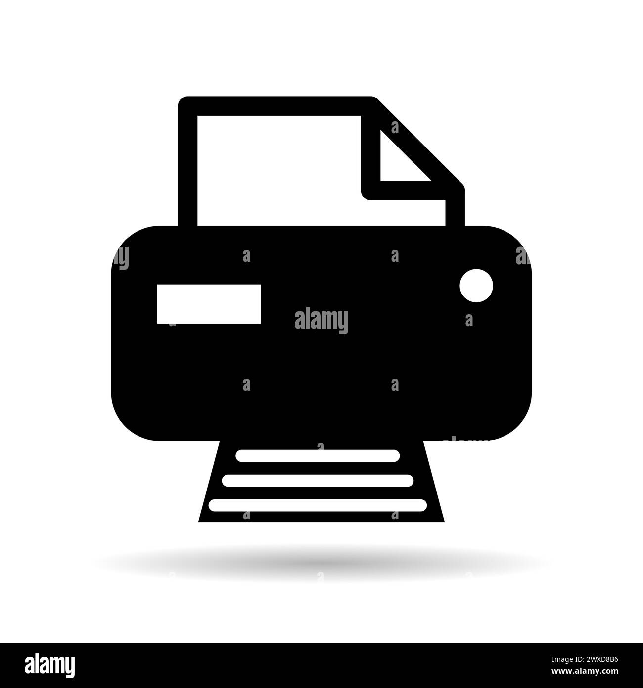 Printer document web shadow icon, printout machine technology flat sign ...