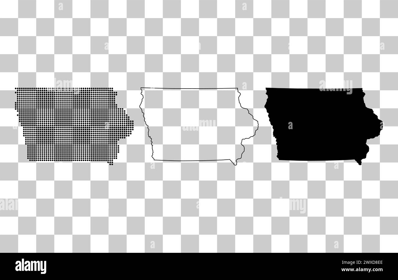 Set of Iowa map, united states of america. Flat concept icon vector ...
