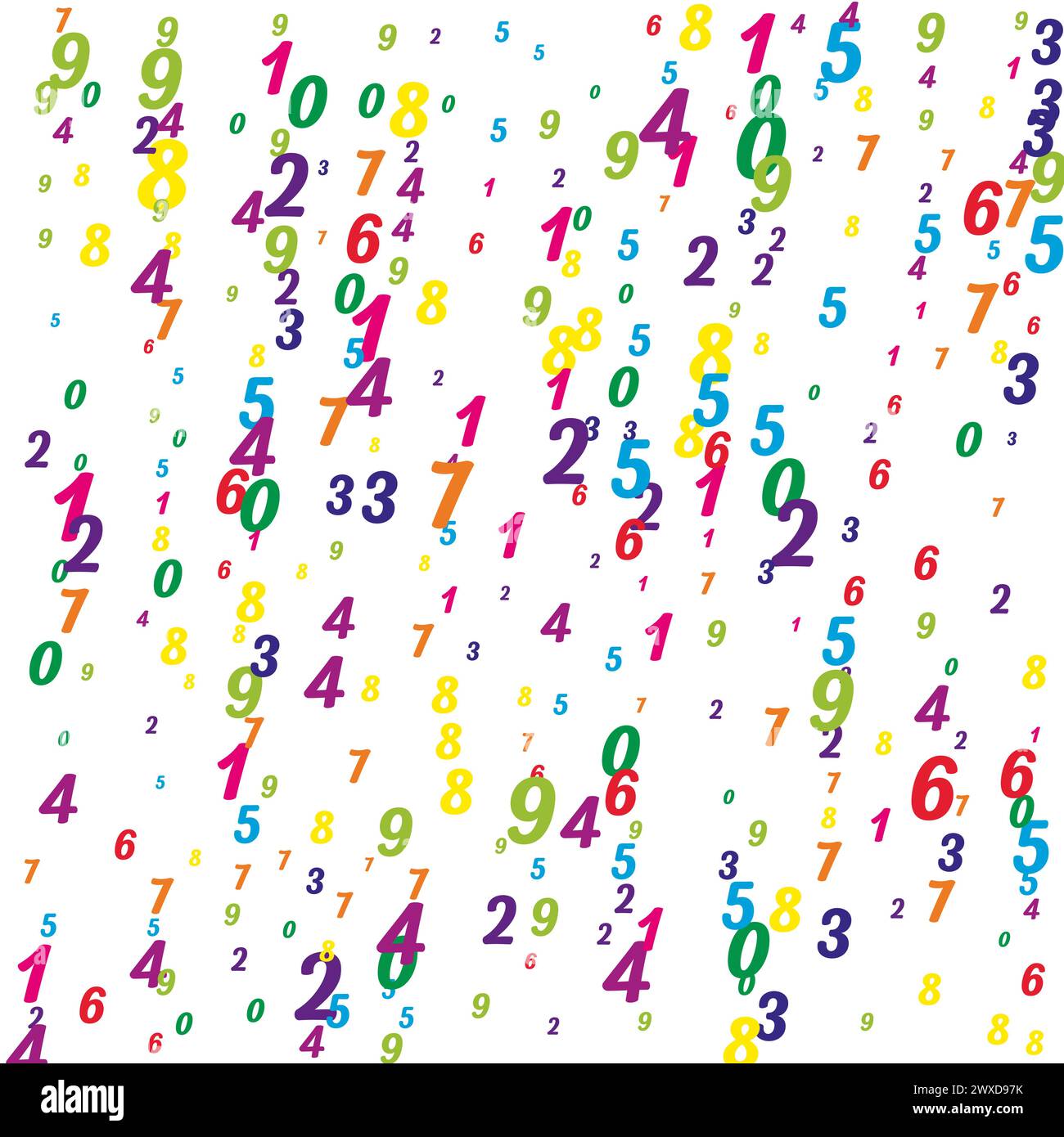 Flying colorful digits and numbers. School math notebook cover. Back to ...