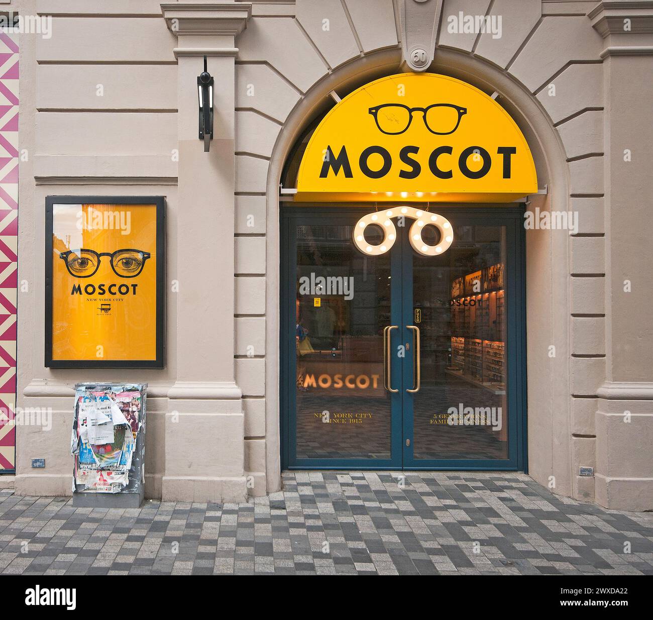 Moscot eyewear shop in Kobmagergade pedestrian street, Copenhagen ...