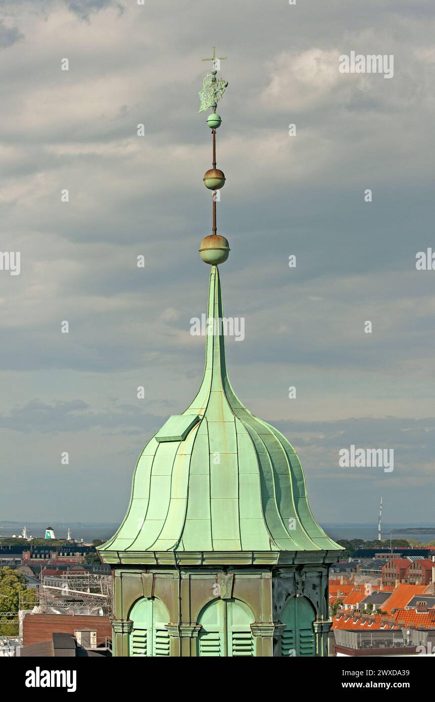 Top of theTrinitatis Church bell tower, Copenhagen, Denmark Stock Photo ...
